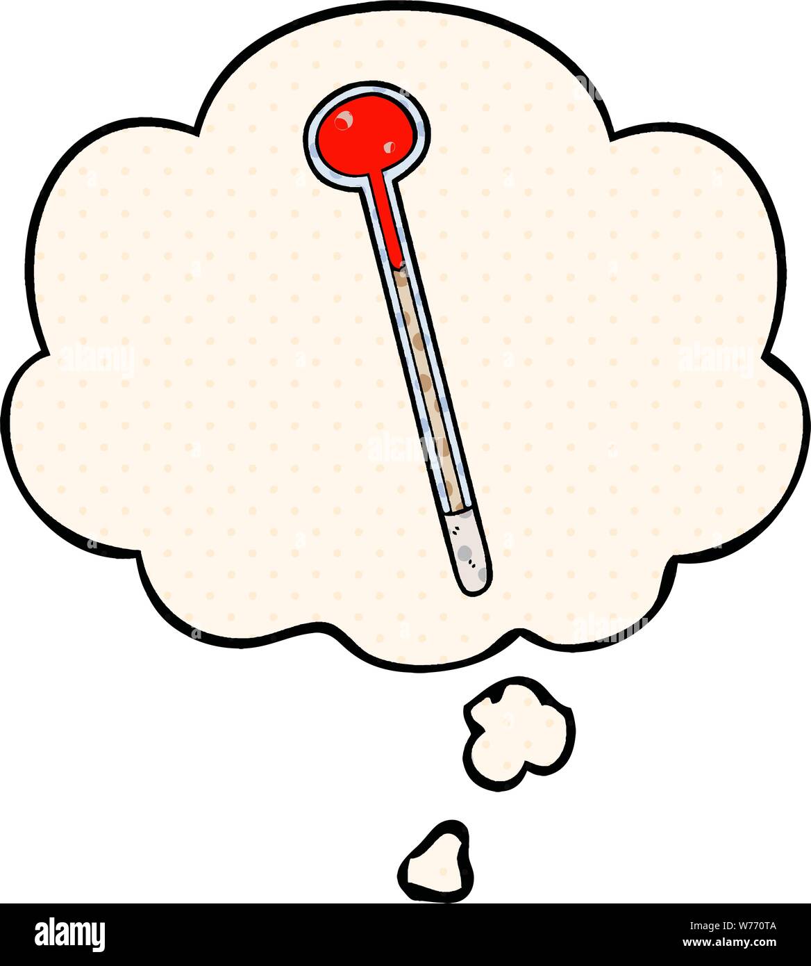cartoon thermometer with thought bubble in comic book style Stock ...