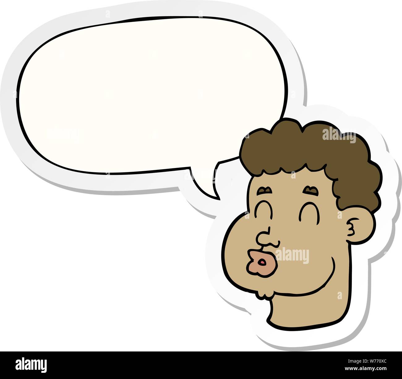 cartoon male face with speech bubble sticker Stock Vector Image & Art ...