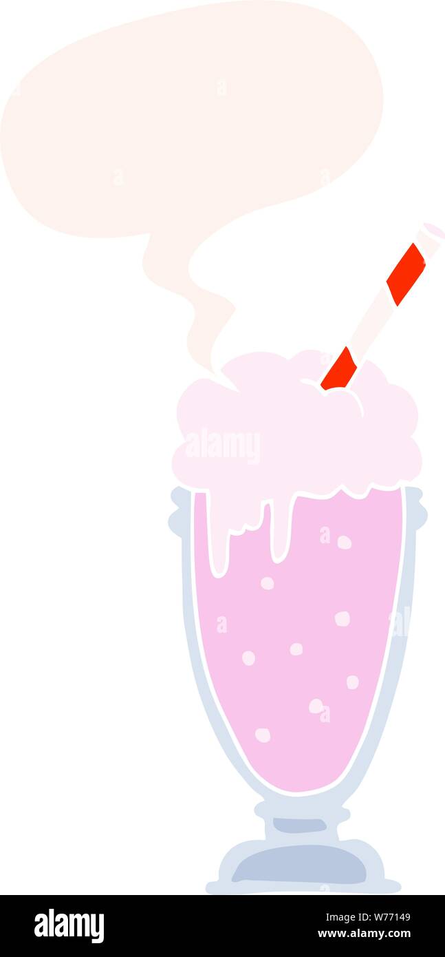 cartoon milkshake with speech bubble in retro style Stock Vector Image ...