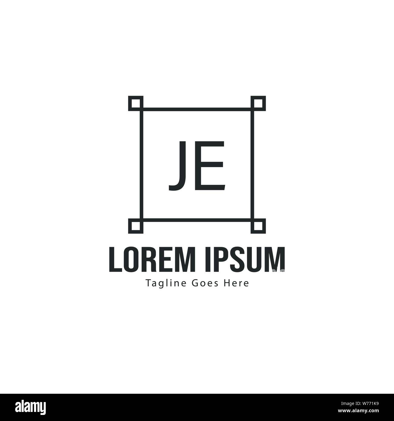 Initial JE logo template with modern frame. Minimalist JE letter logo ...