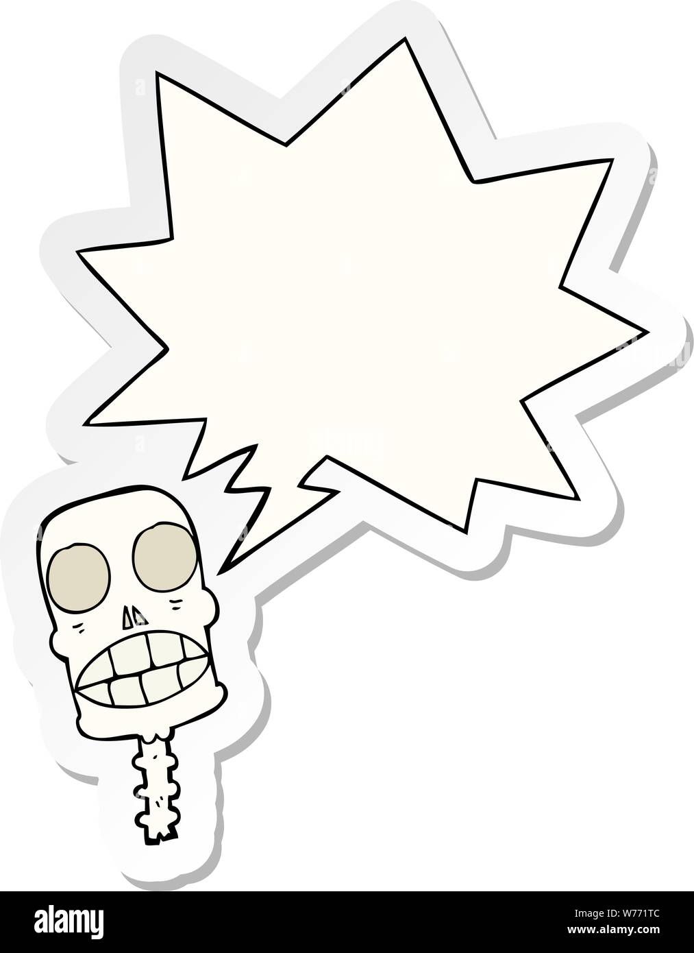 cartoon spooky skull with speech bubble sticker Stock Vector Image ...