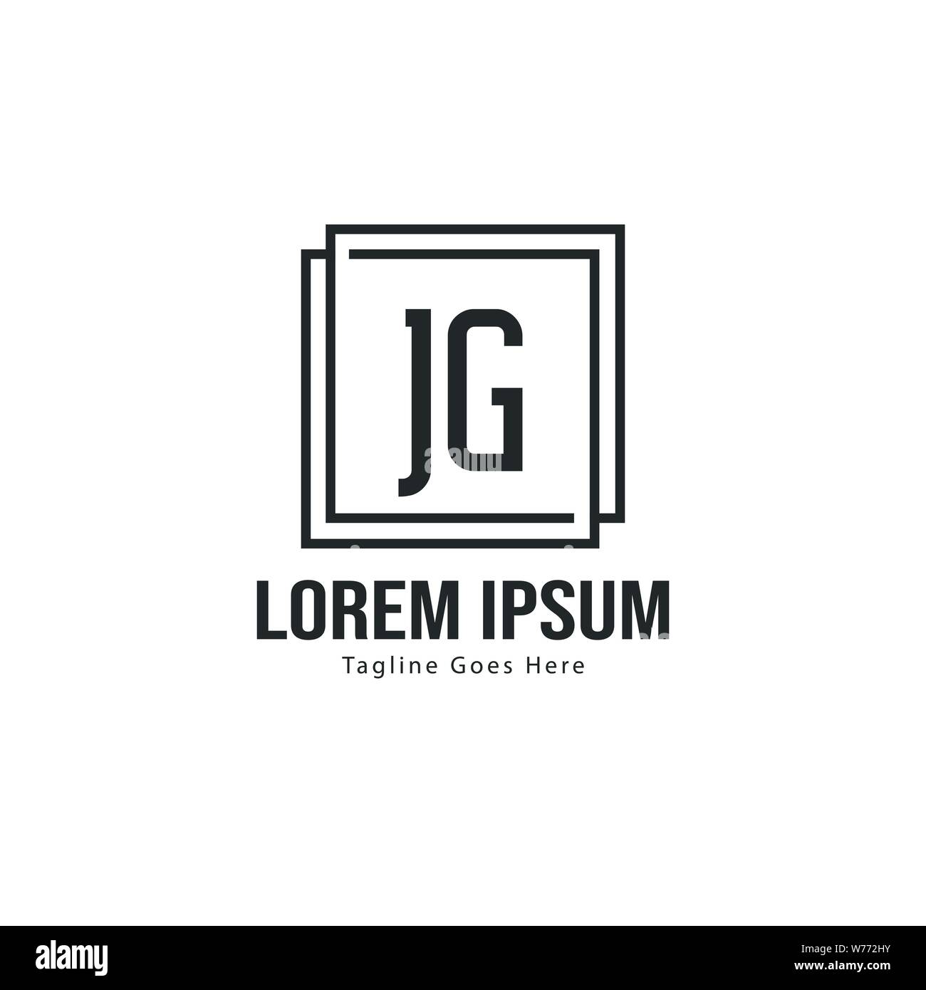 Initial JG logo template with modern frame. Minimalist JG letter logo ...