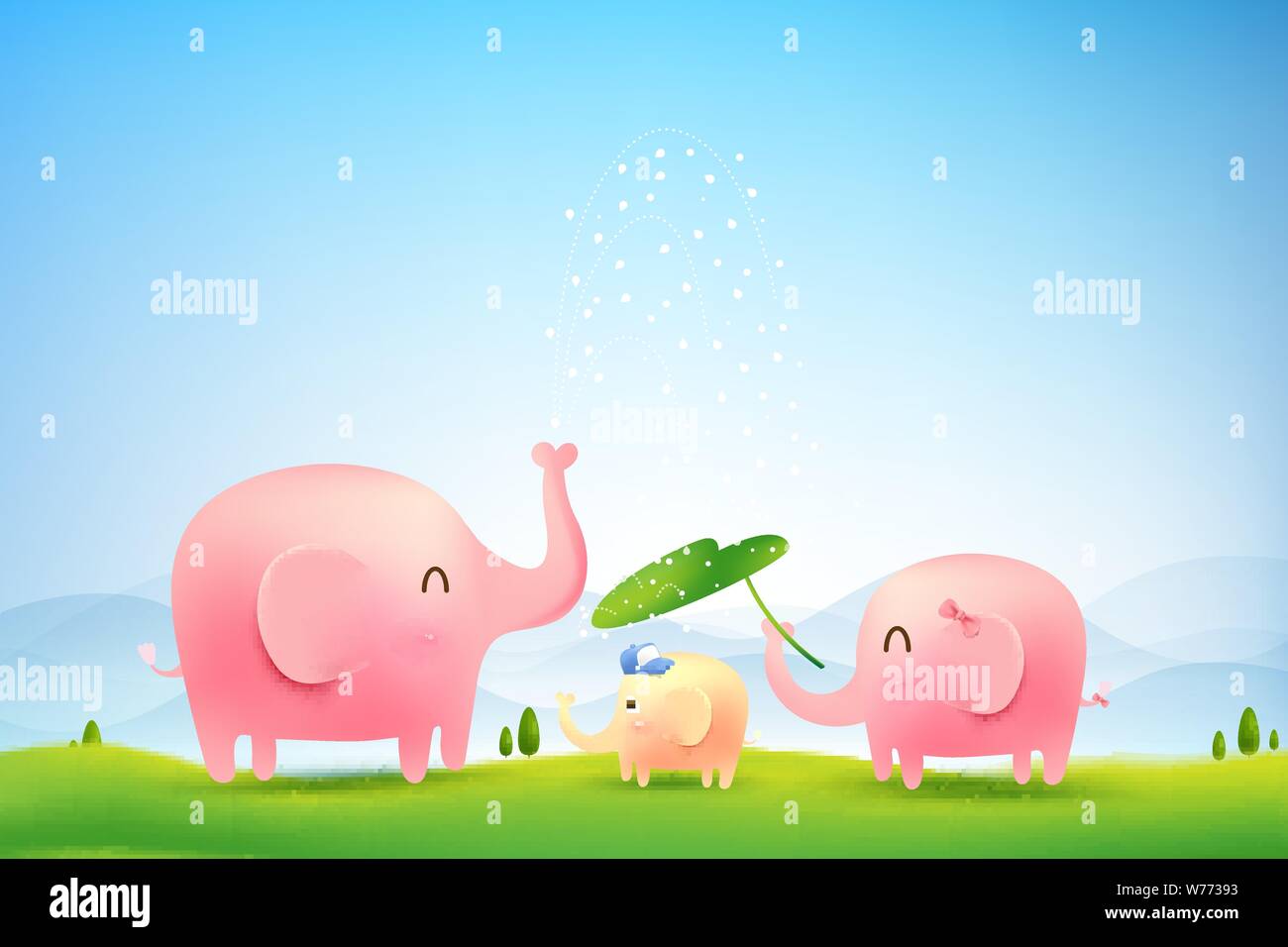Elephant Family Cartoon