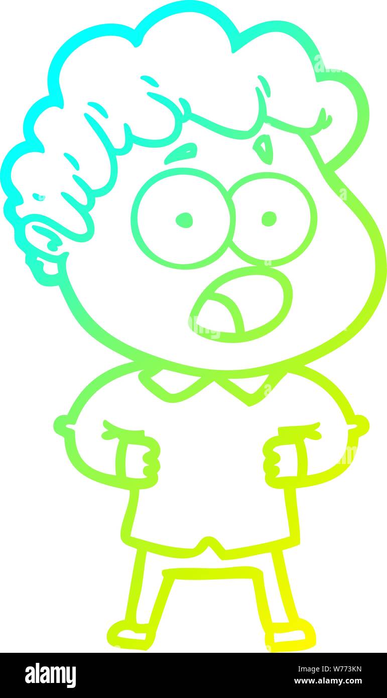 cold gradient line drawing of a cartoon man gasping in surprise Stock ...