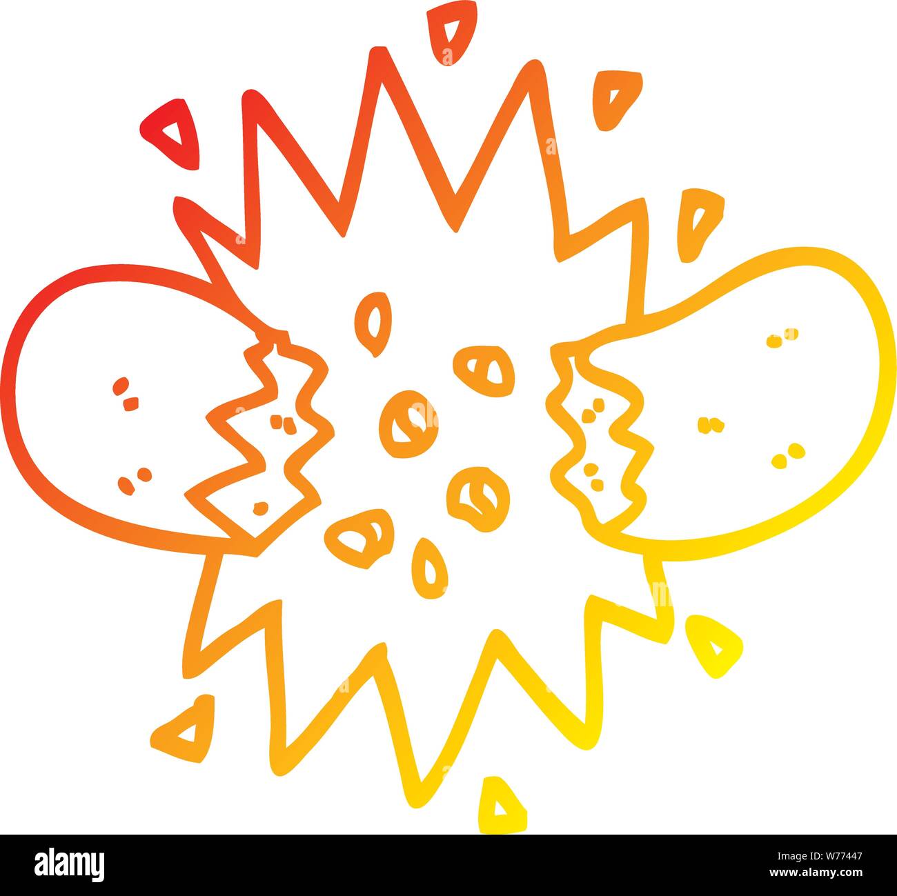 warm gradient line drawing of a cartoon exploding sausage Stock Vector ...