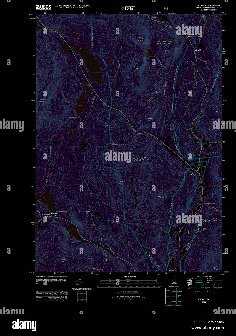 Map of warren new hampshire hi-res stock photography and images - Alamy