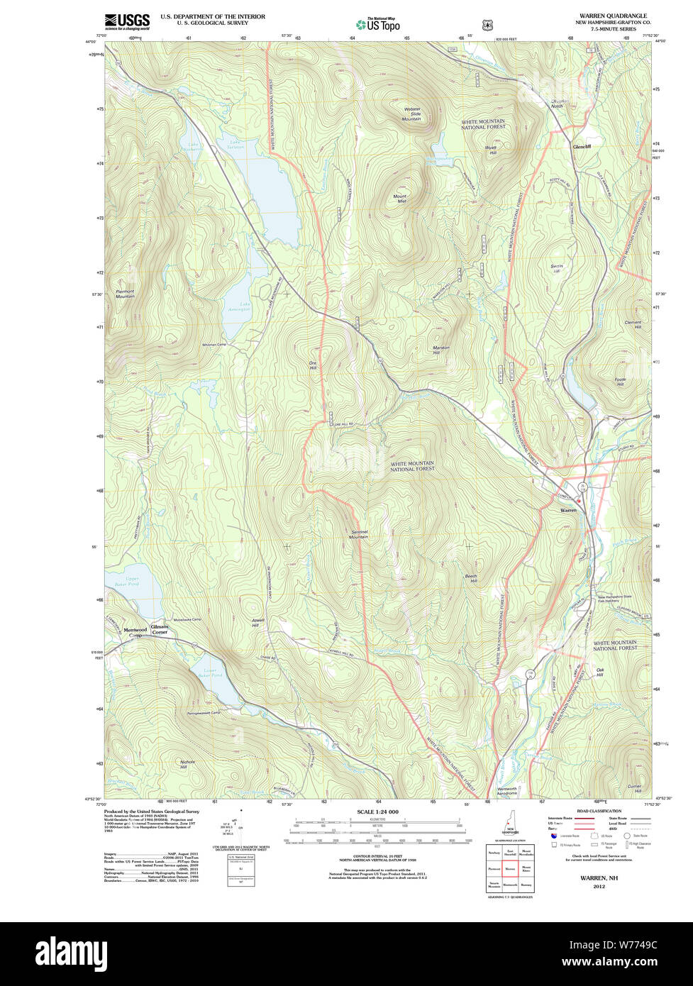 Map of warren new hampshire Cut Out Stock Images & Pictures - Alamy