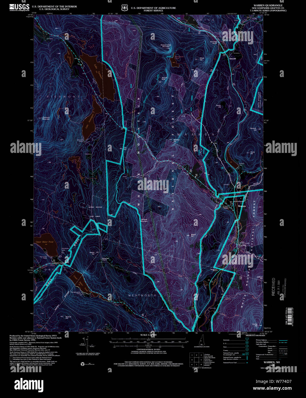 Map of warren new hampshire hi-res stock photography and images - Alamy