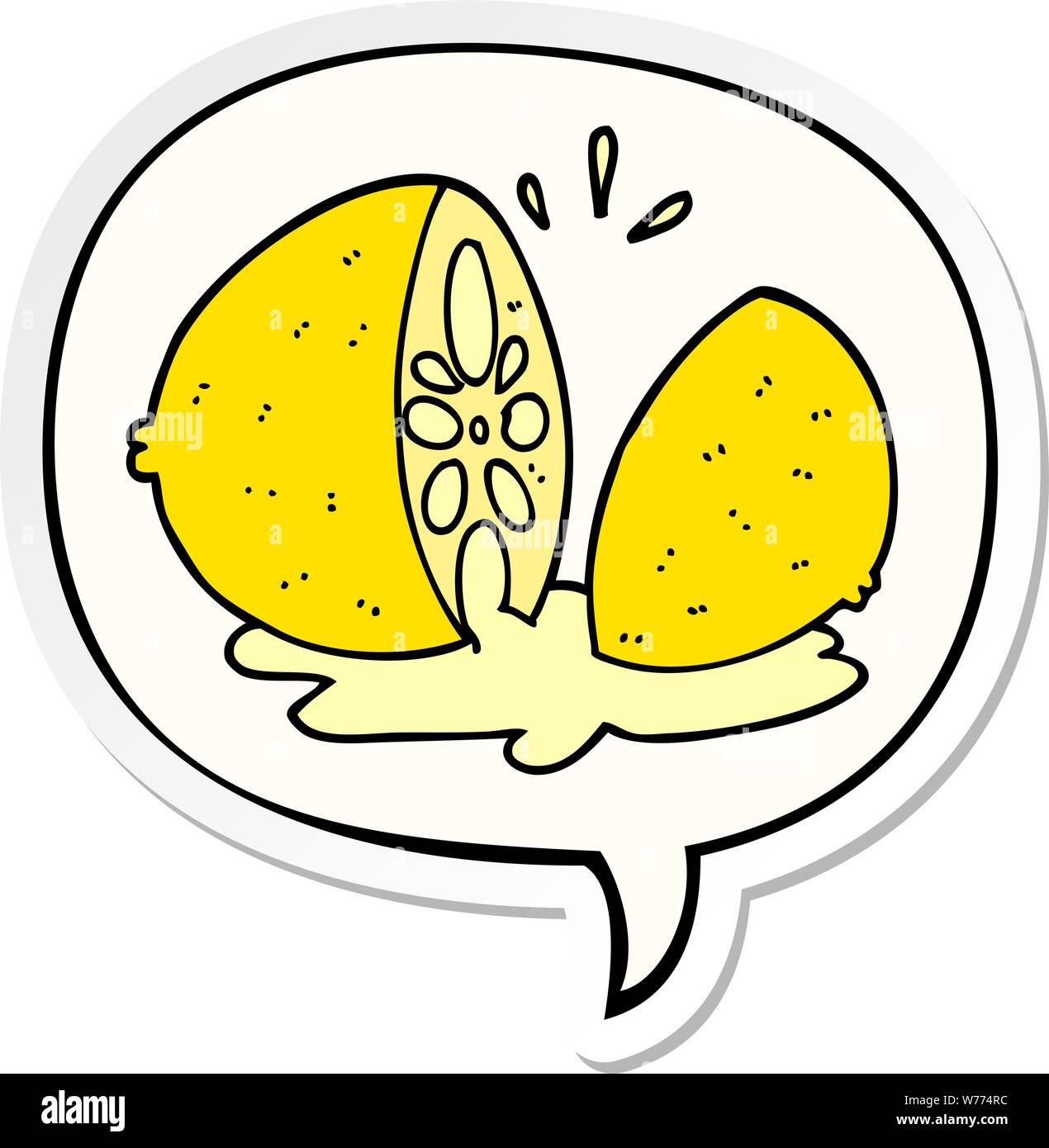 cartoon cut lemon with speech bubble sticker Stock Vector Image & Art ...