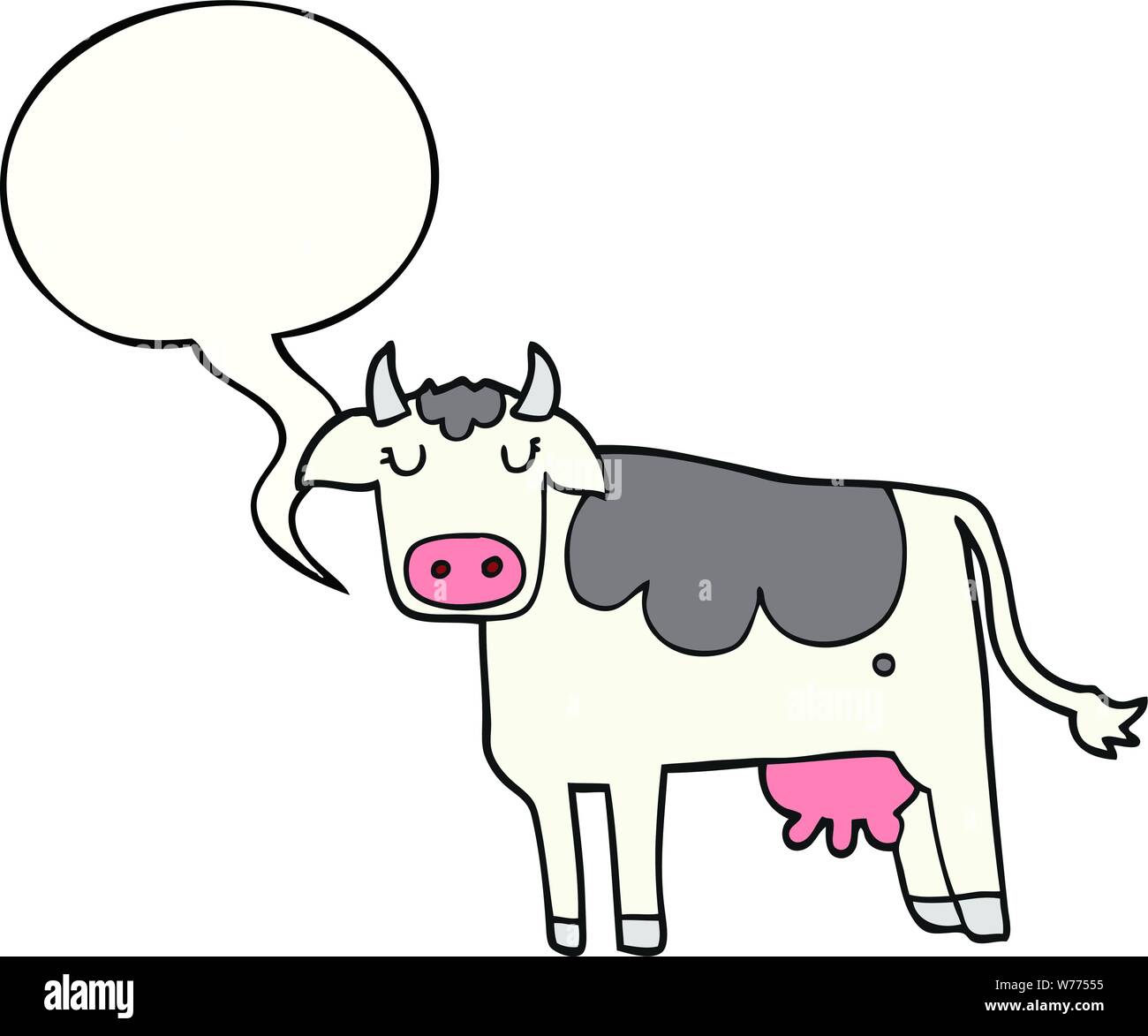 cartoon cow with speech bubble Stock Vector Image & Art - Alamy