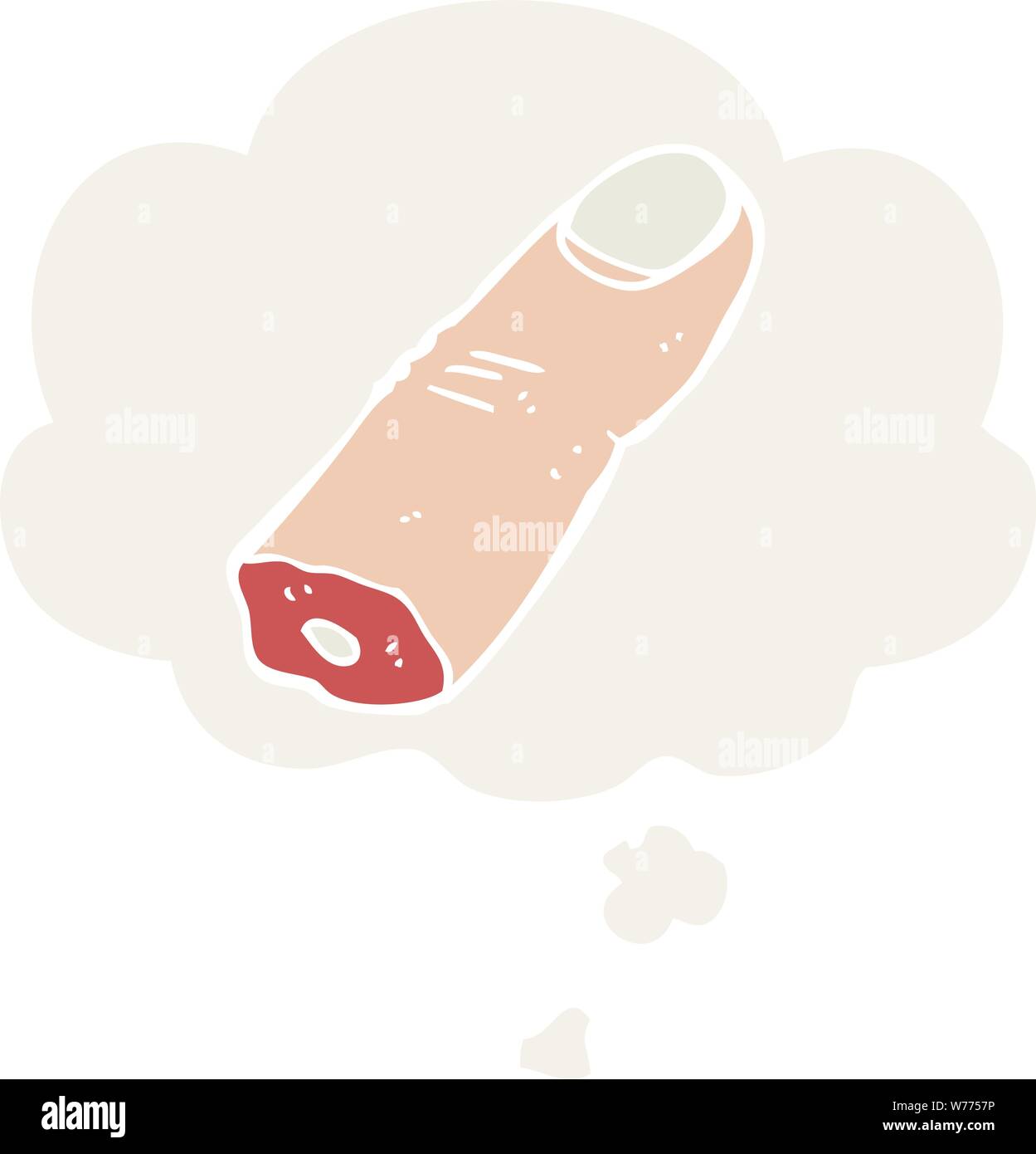 cartoon severed finger with thought bubble in retro style Stock Vector ...