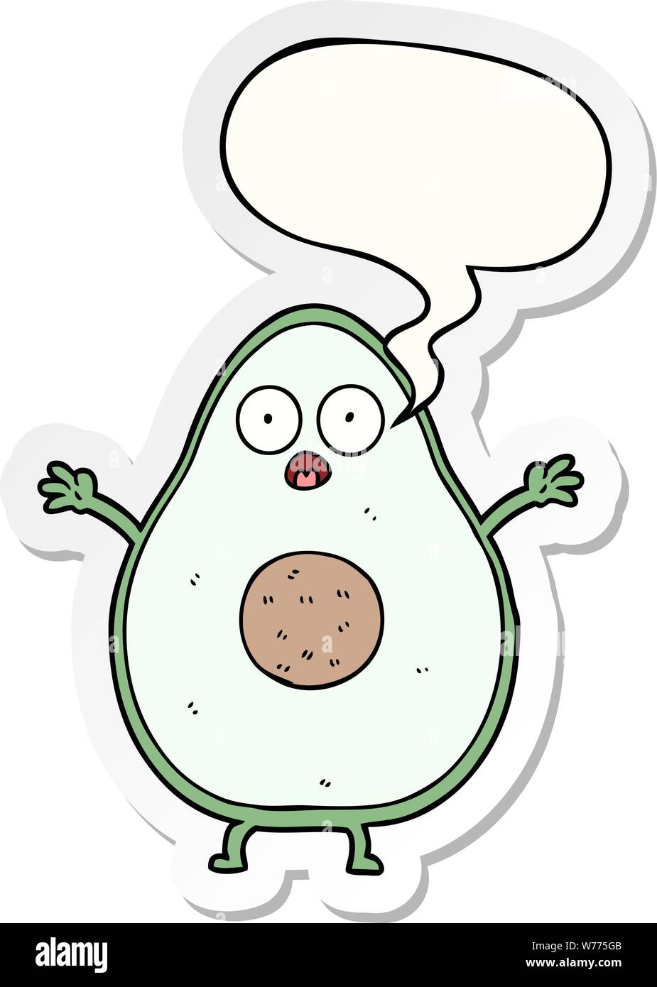 cartoon avocado with speech bubble sticker Stock Vector Image & Art - Alamy