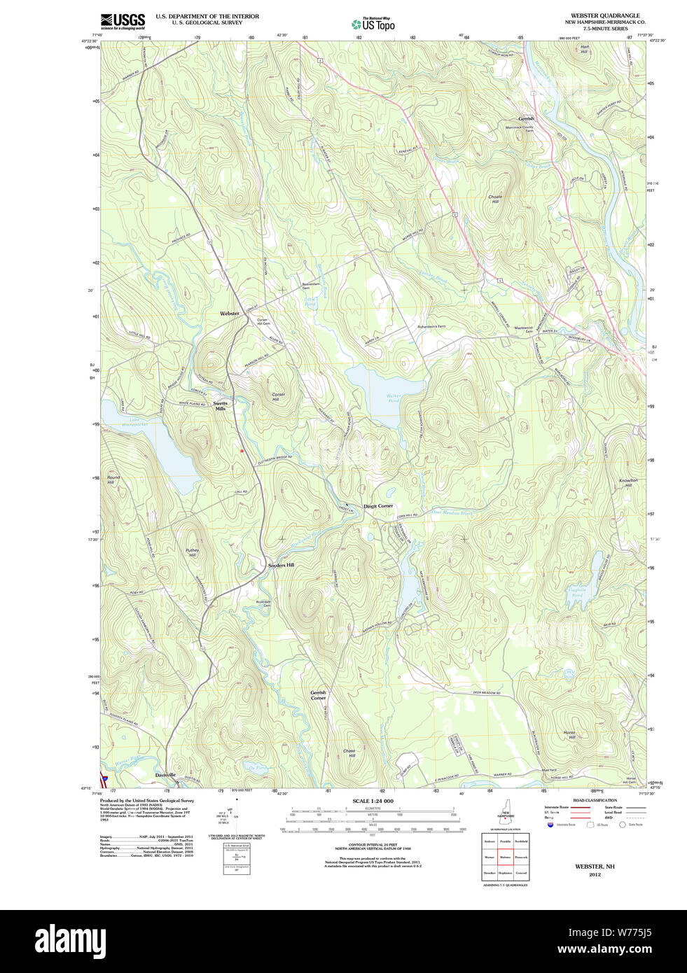 Webster new hampshire map Cut Out Stock Images & Pictures - Alamy