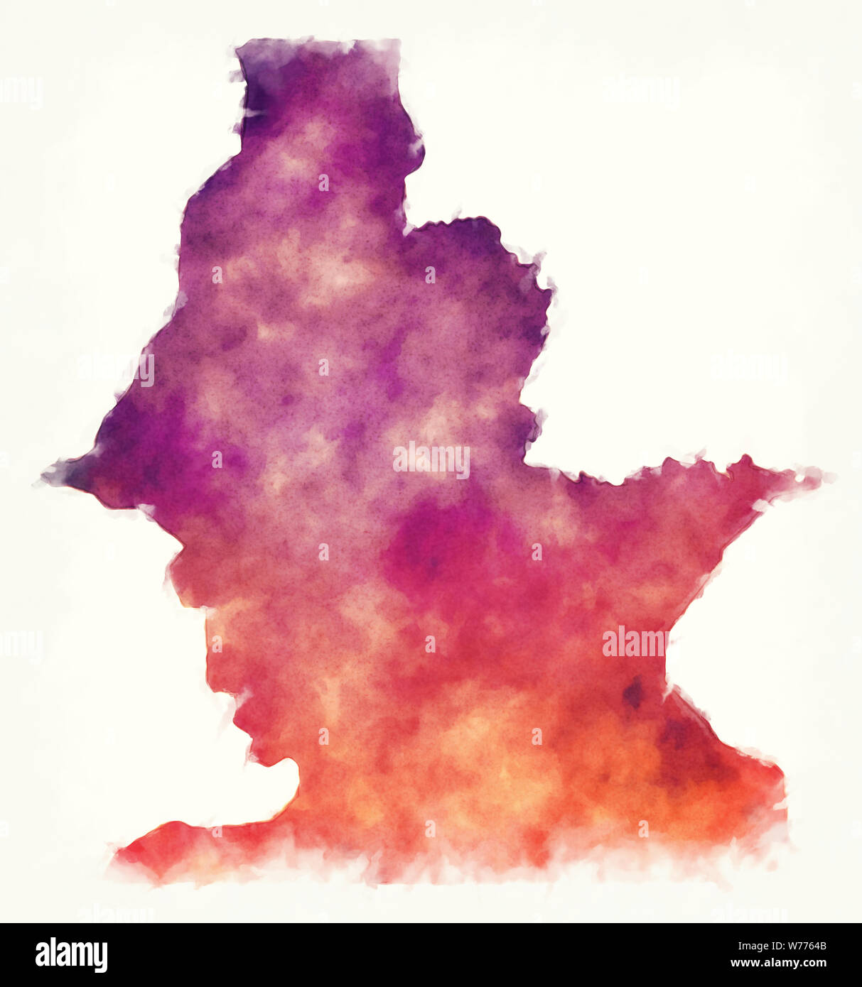 Centro Sur province watercolor map of Equatorial Guinea Stock Photo - Alamy