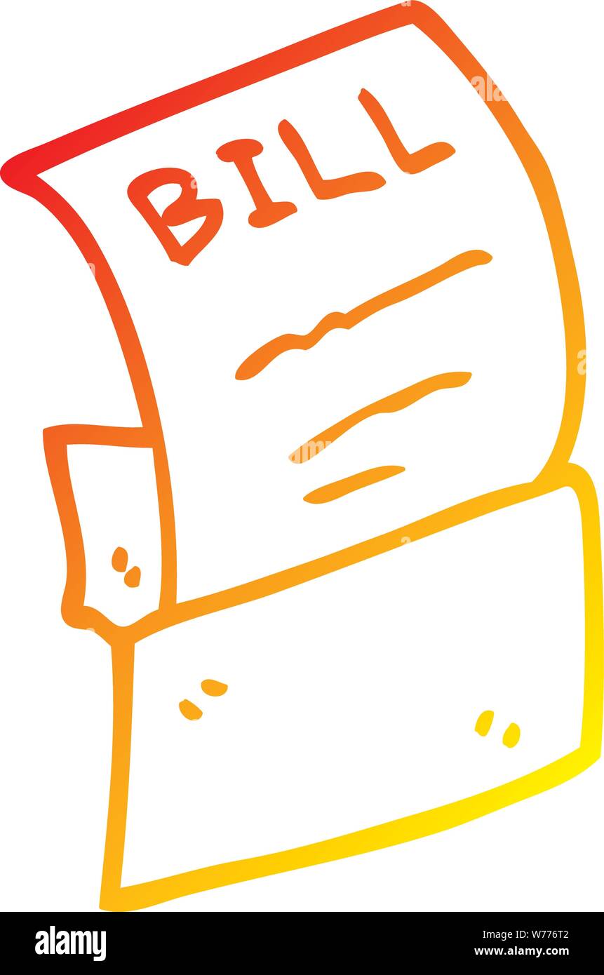 warm gradient line drawing of a cartoon bill in envelope Stock Vector ...