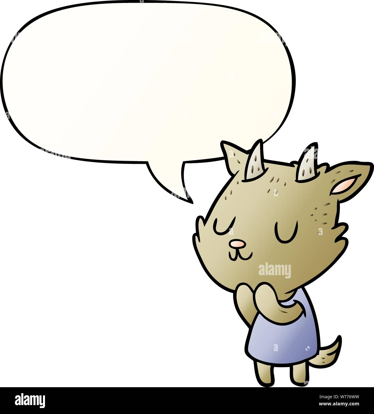 cute cartoon goat with speech bubble in smooth gradient style Stock ...