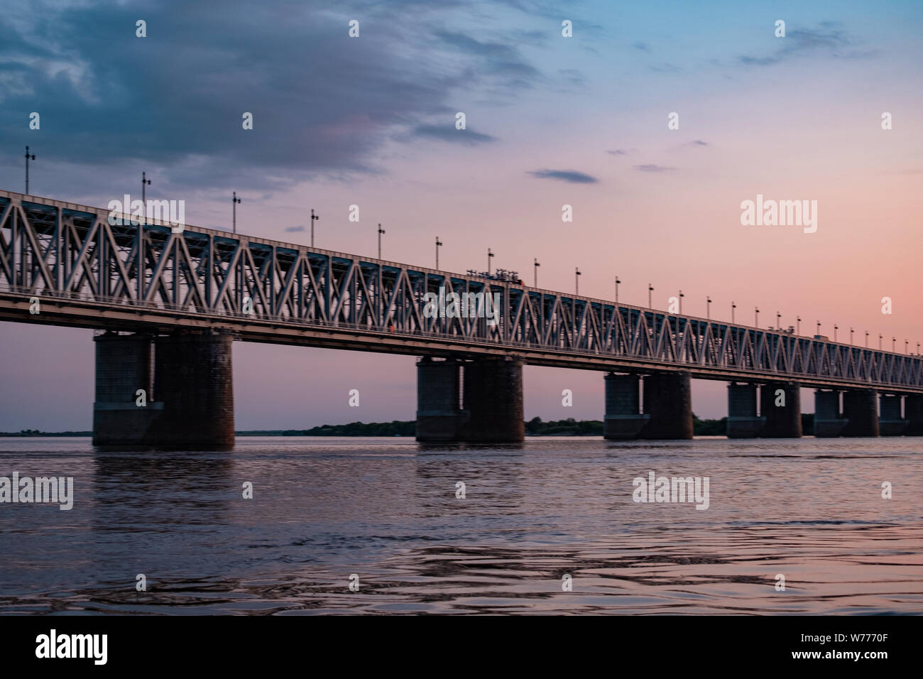 Bridge over the Amur river at sunset. Russia. Khabarovsk. Photo from ...