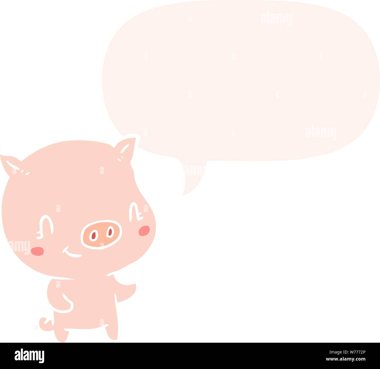 cute cartoon pig with speech bubble in retro style Stock Vector Image ...