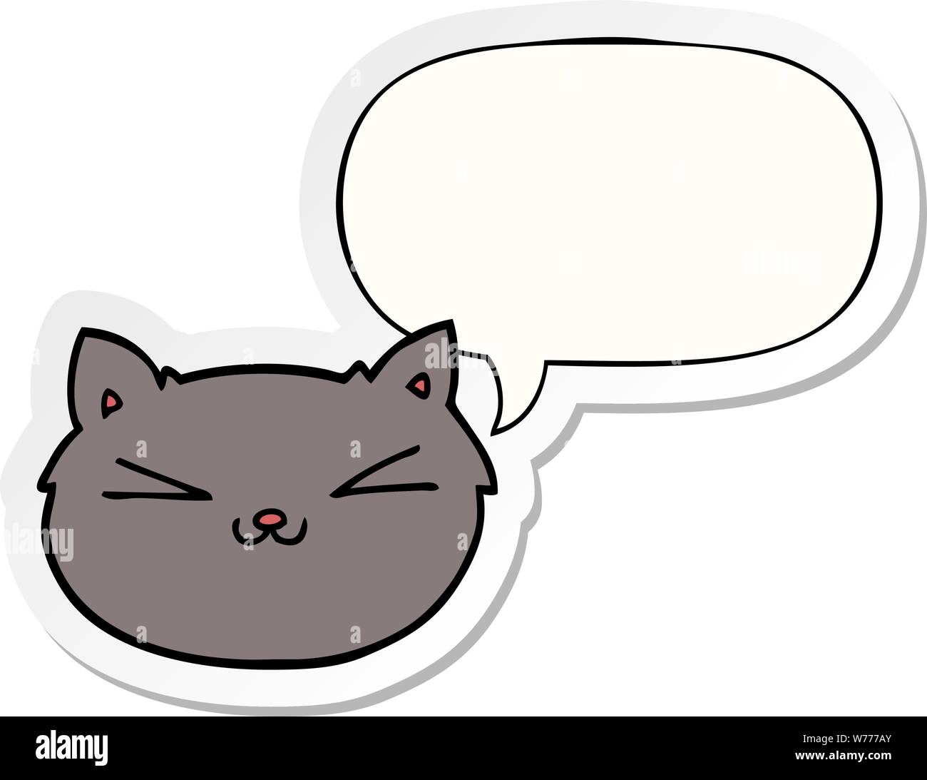 happy cartoon cat with speech bubble sticker Stock Vector Image & Art ...