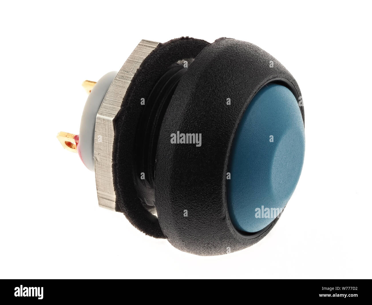 Blue power button, isolated on white. Spare part Stock Photo - Alamy
