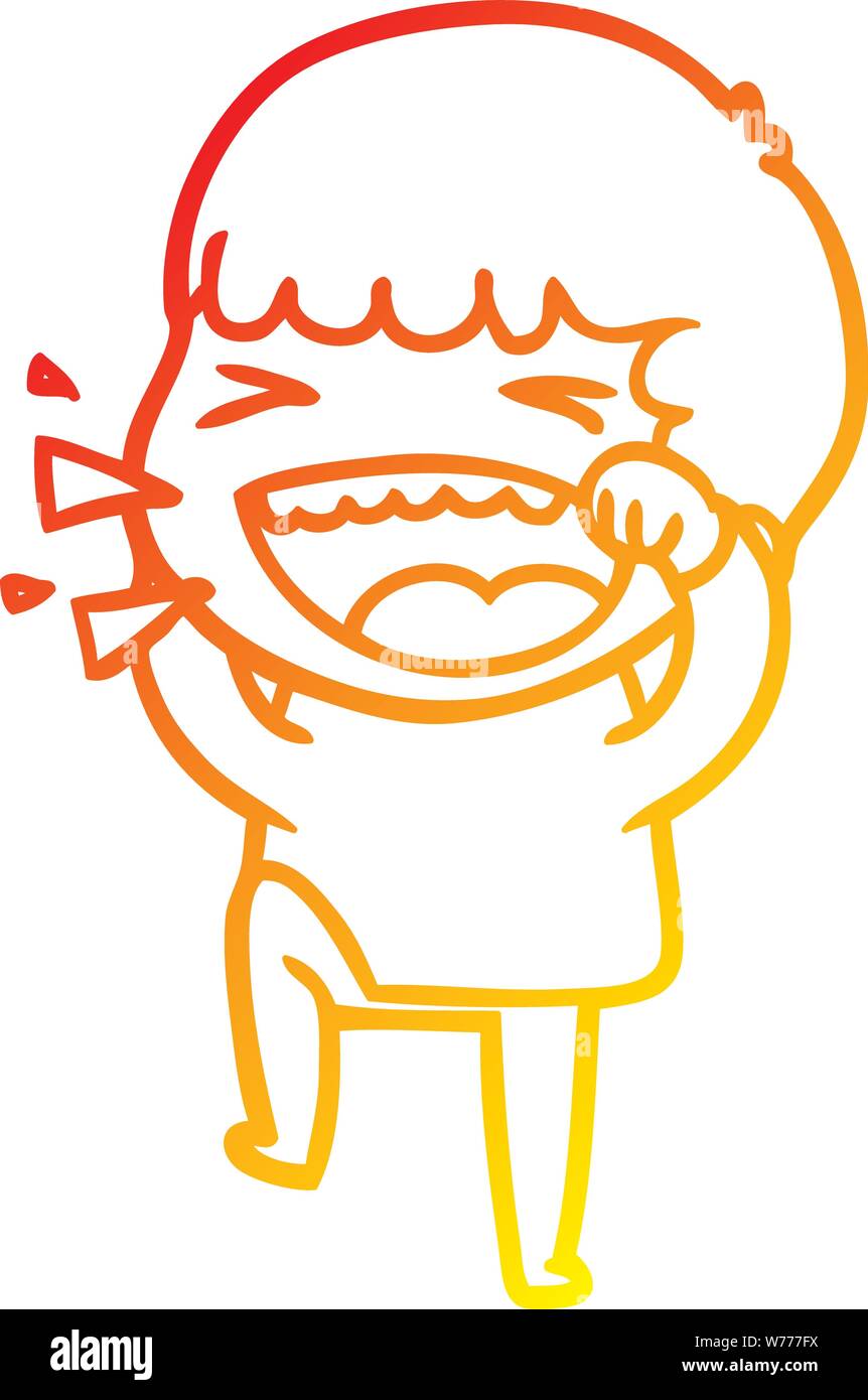 warm gradient line drawing of a cartoon laughing man Stock Vector Image ...
