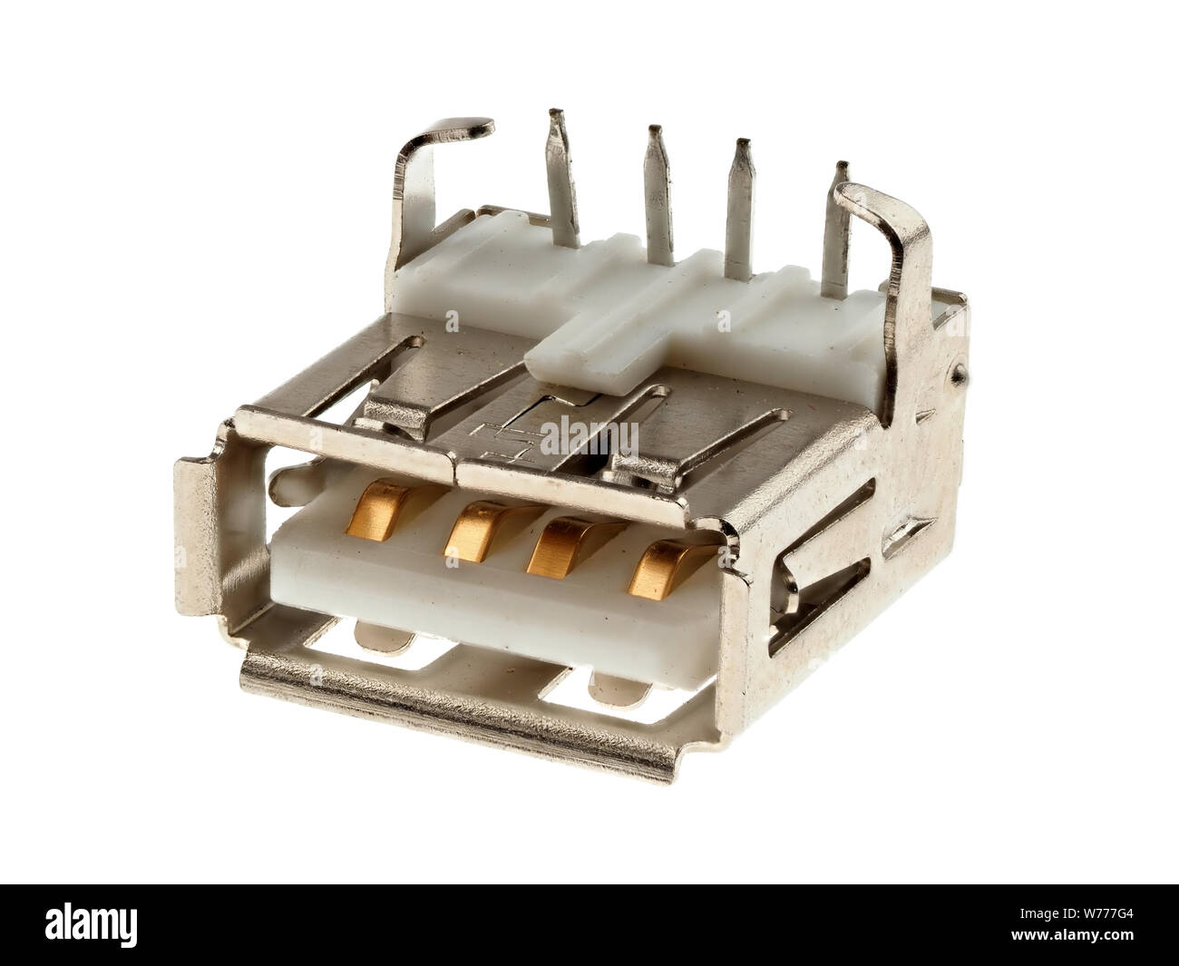 USB Type A socket for PCB installation, isolated on white Stock Photo ...