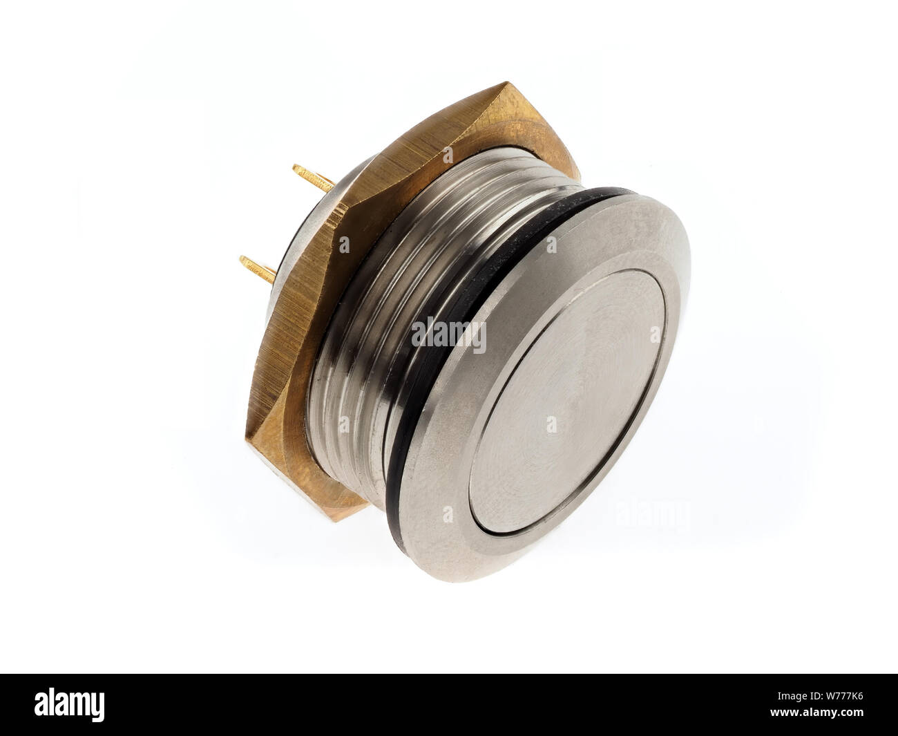 Weather and vandal-proof push button, isolated on white Stock Photo - Alamy