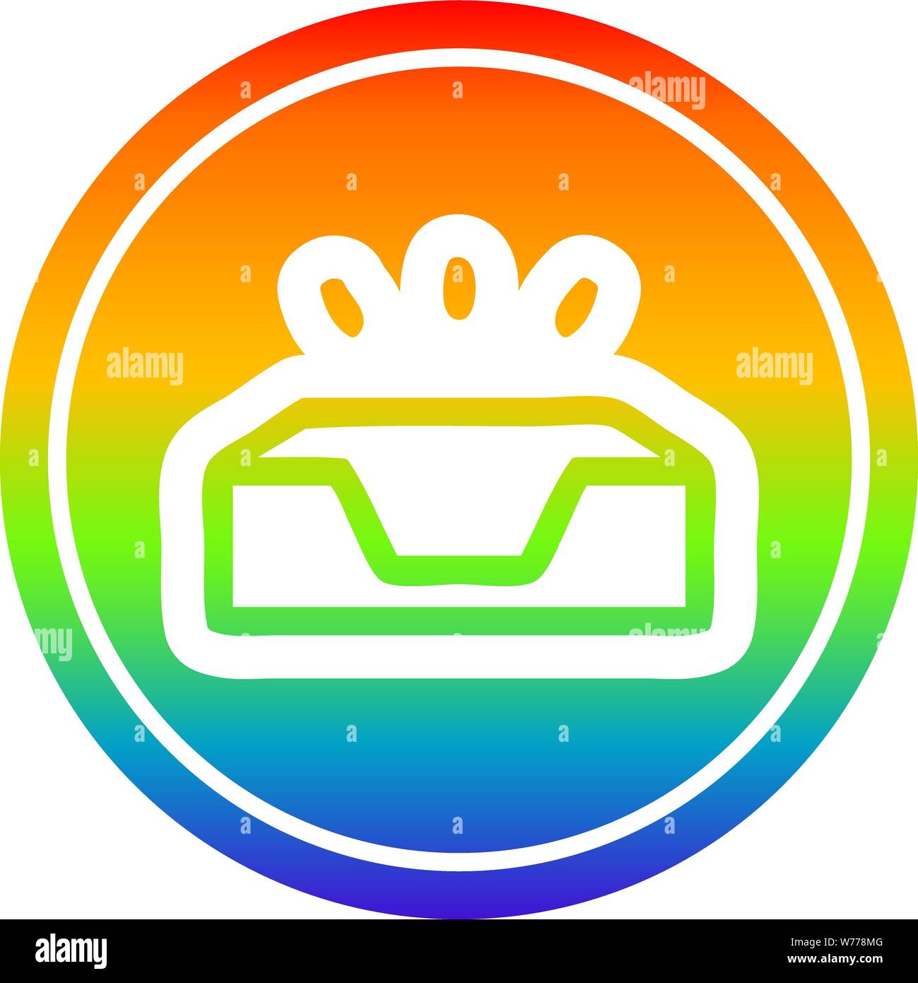 empty in tray circular icon with rainbow gradient finish Stock Vector ...