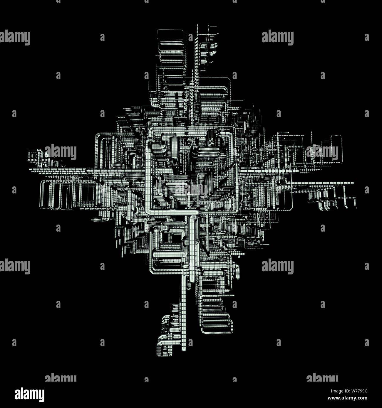 Industrial Pipe System Isolated On Black Background Stock Photo - Alamy