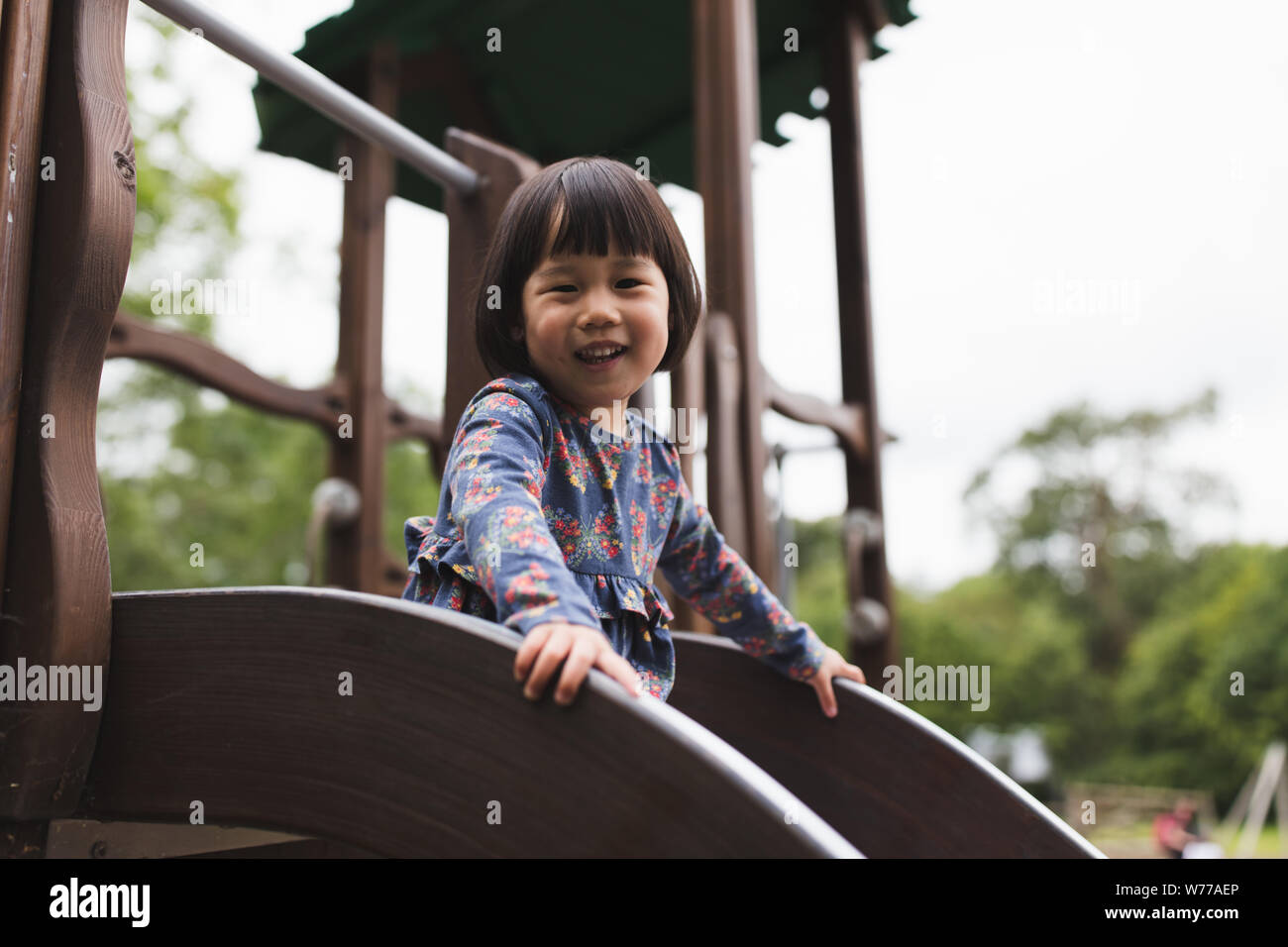 toddler girl play at Spring outdoor playground Stock Photo - Alamy