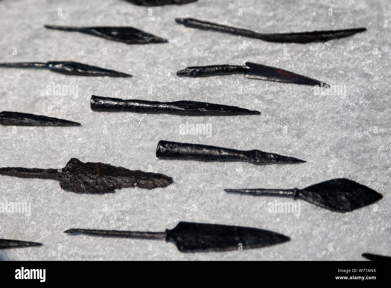 Detail of original prehistoric or medieval weapons - spear or arrow ...