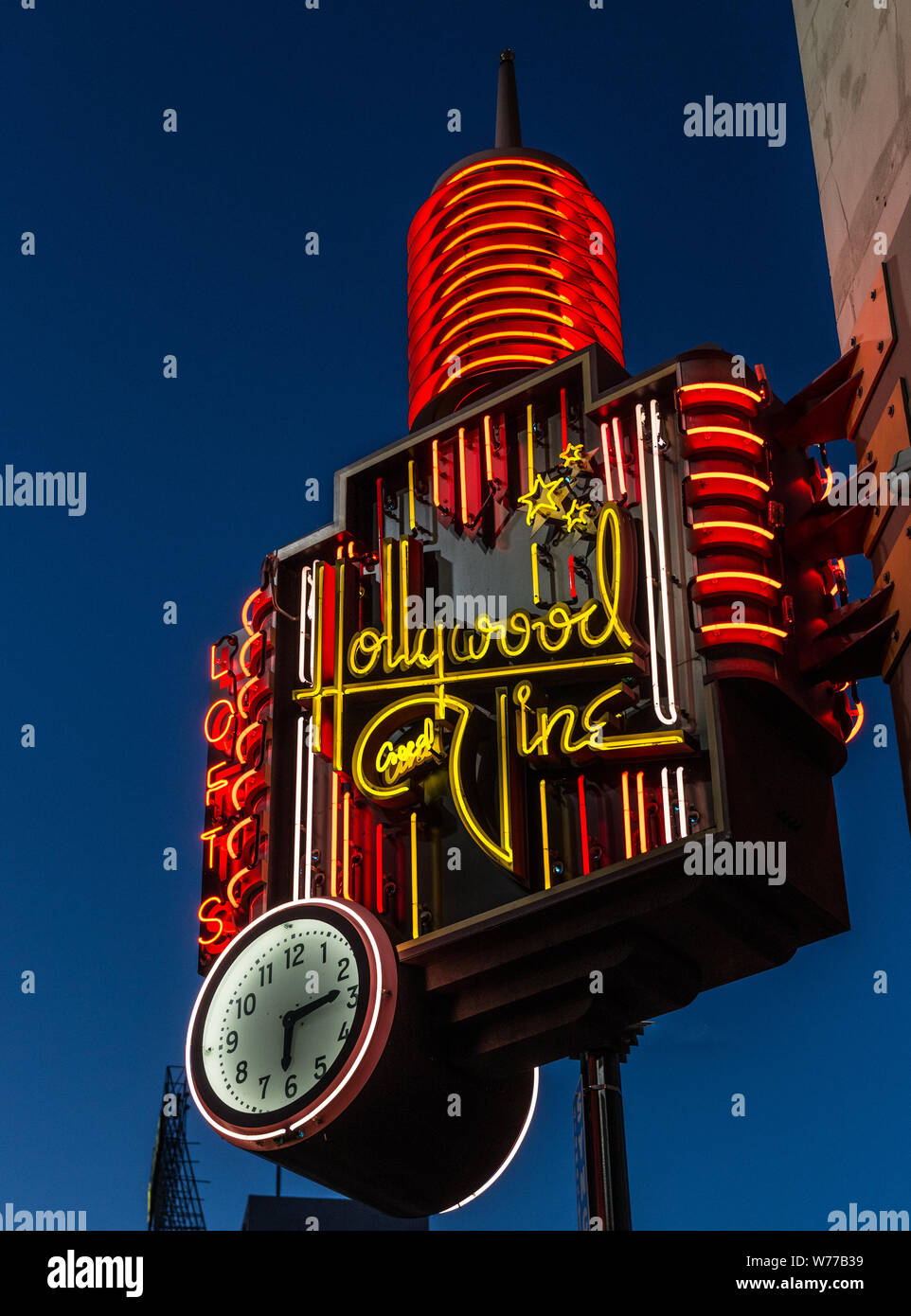 A neon sign from Hollywood and Vine in Hollywood, Los Angeles ...