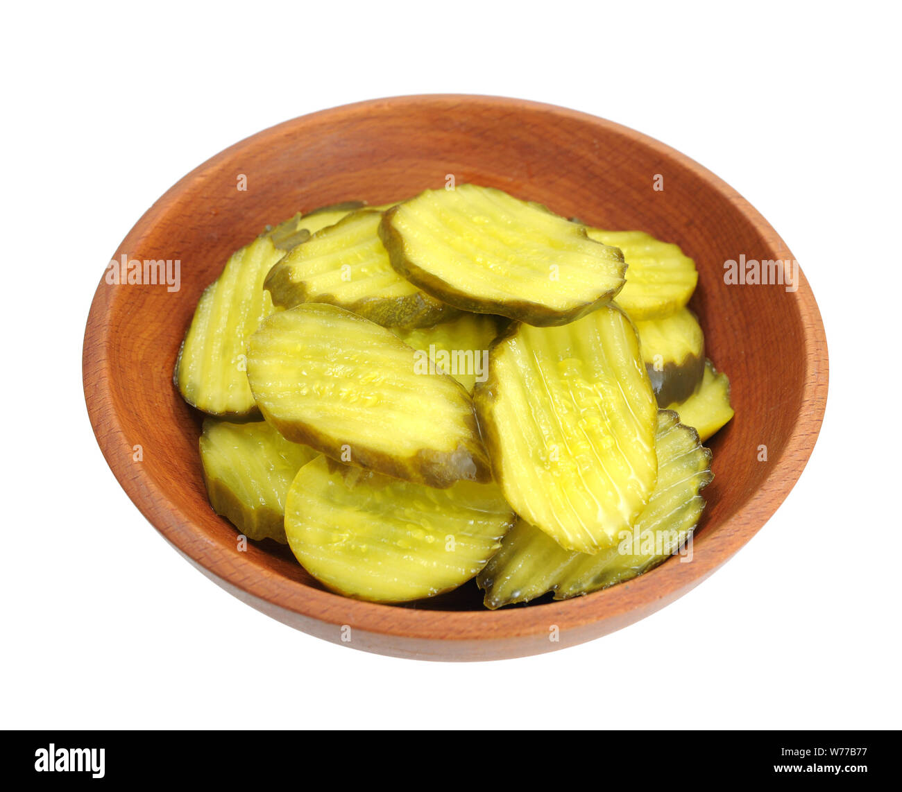 Salt pickles on wooden bowl isolated on white Stock Photo - Alamy
