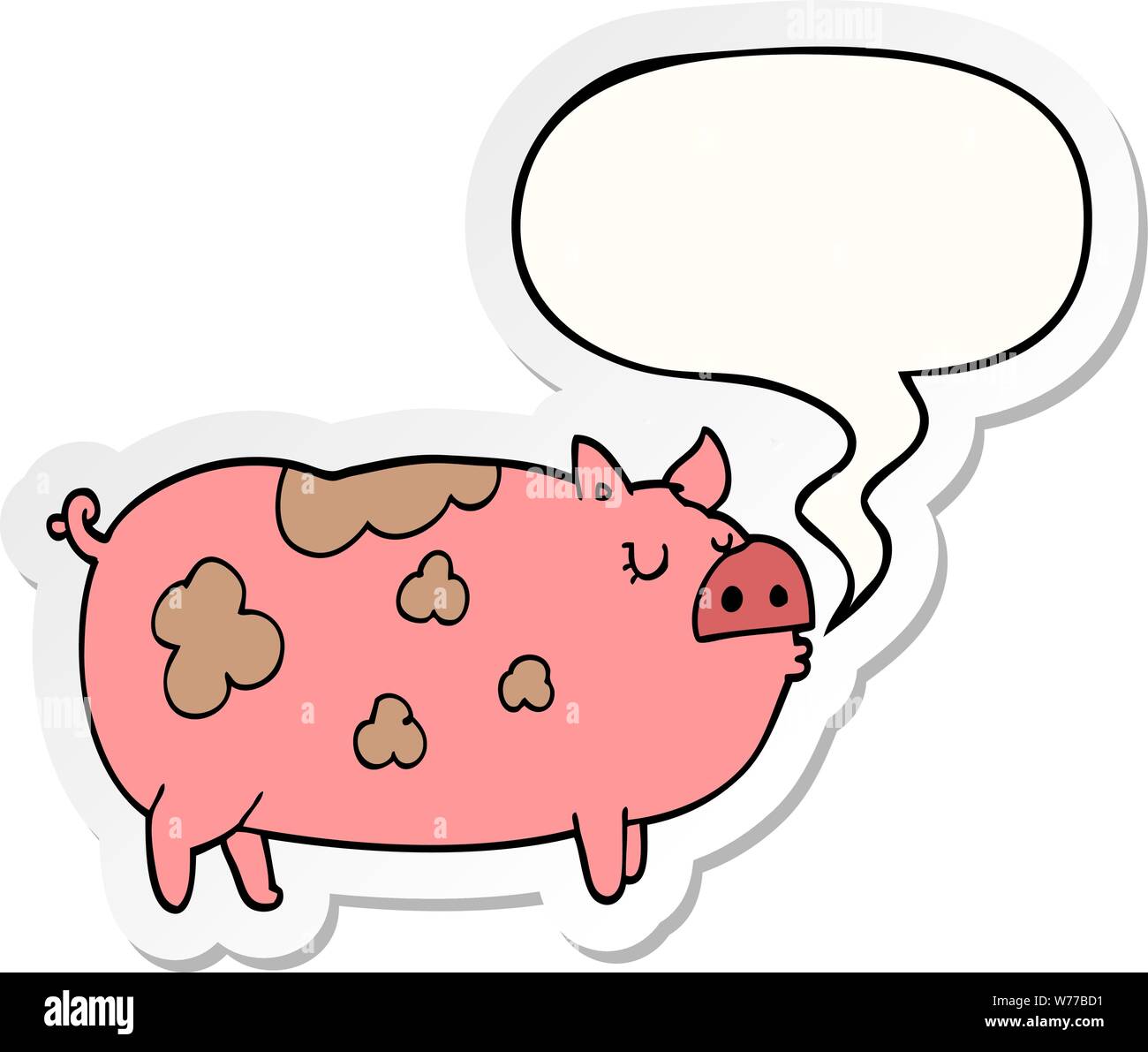 cartoon pig with speech bubble sticker Stock Vector Image & Art - Alamy