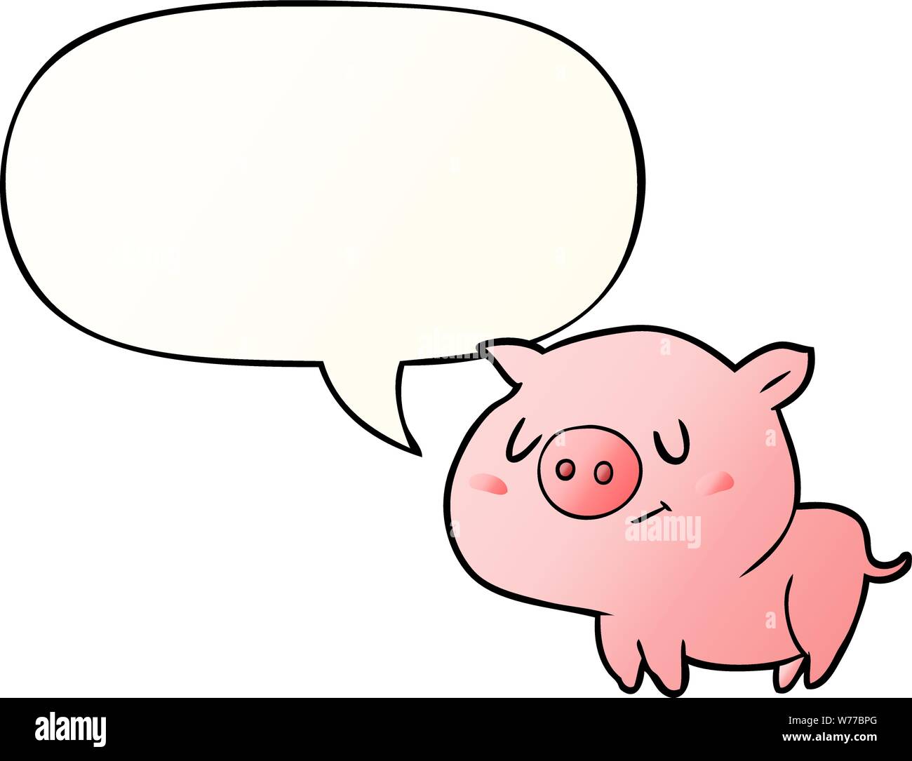 cute cartoon pig with speech bubble in smooth gradient style Stock ...
