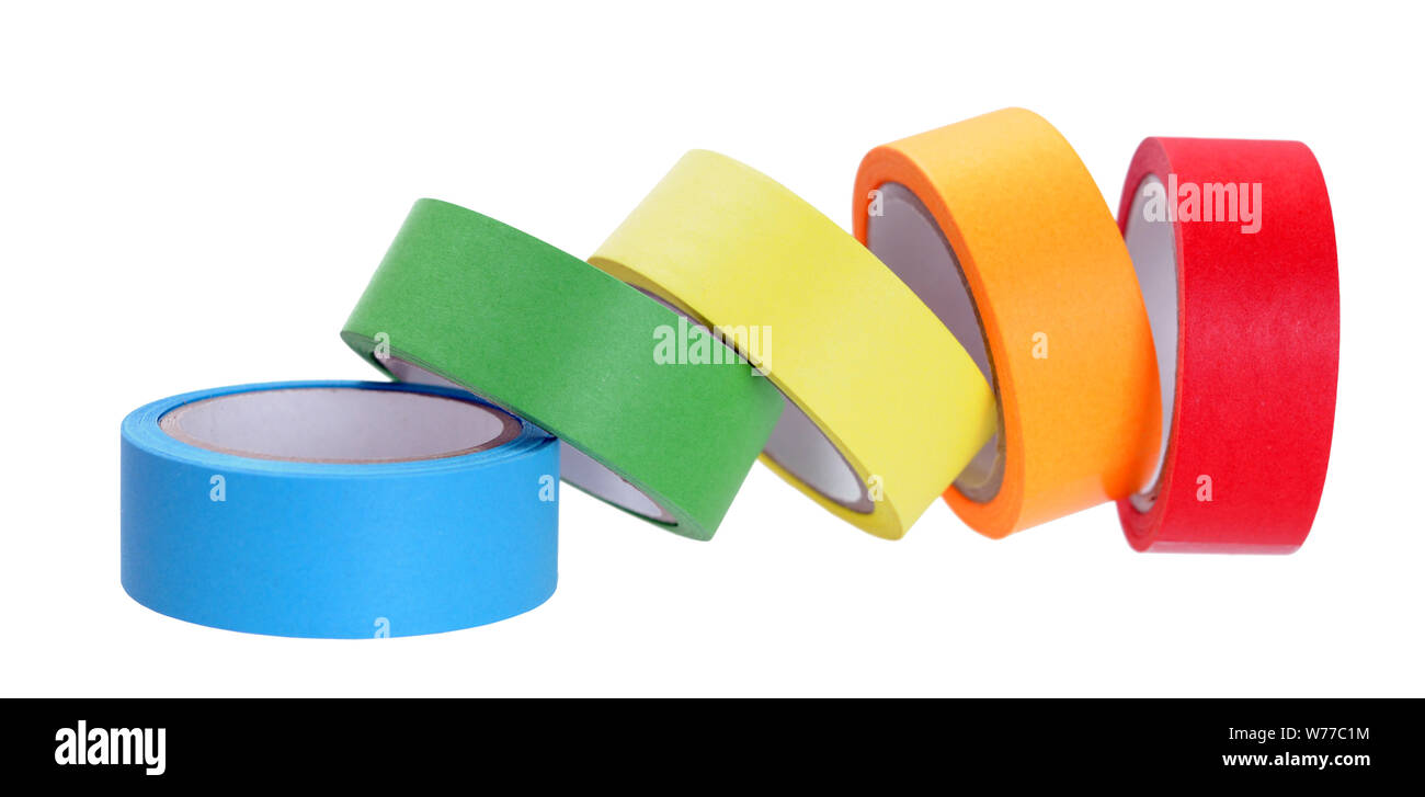 colorful tape rolls isolated on white Stock Photo - Alamy