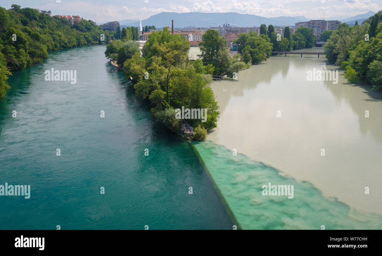 Pointe de la Jonction in Geneva, Switzerland - The point where the ...