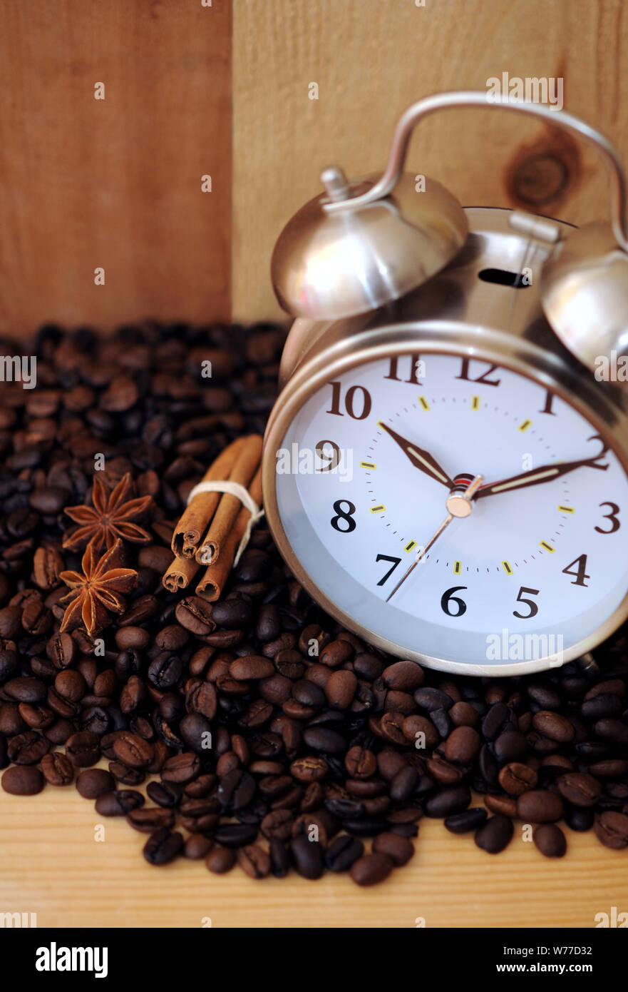 coffee bean and clock Stock Photo - Alamy