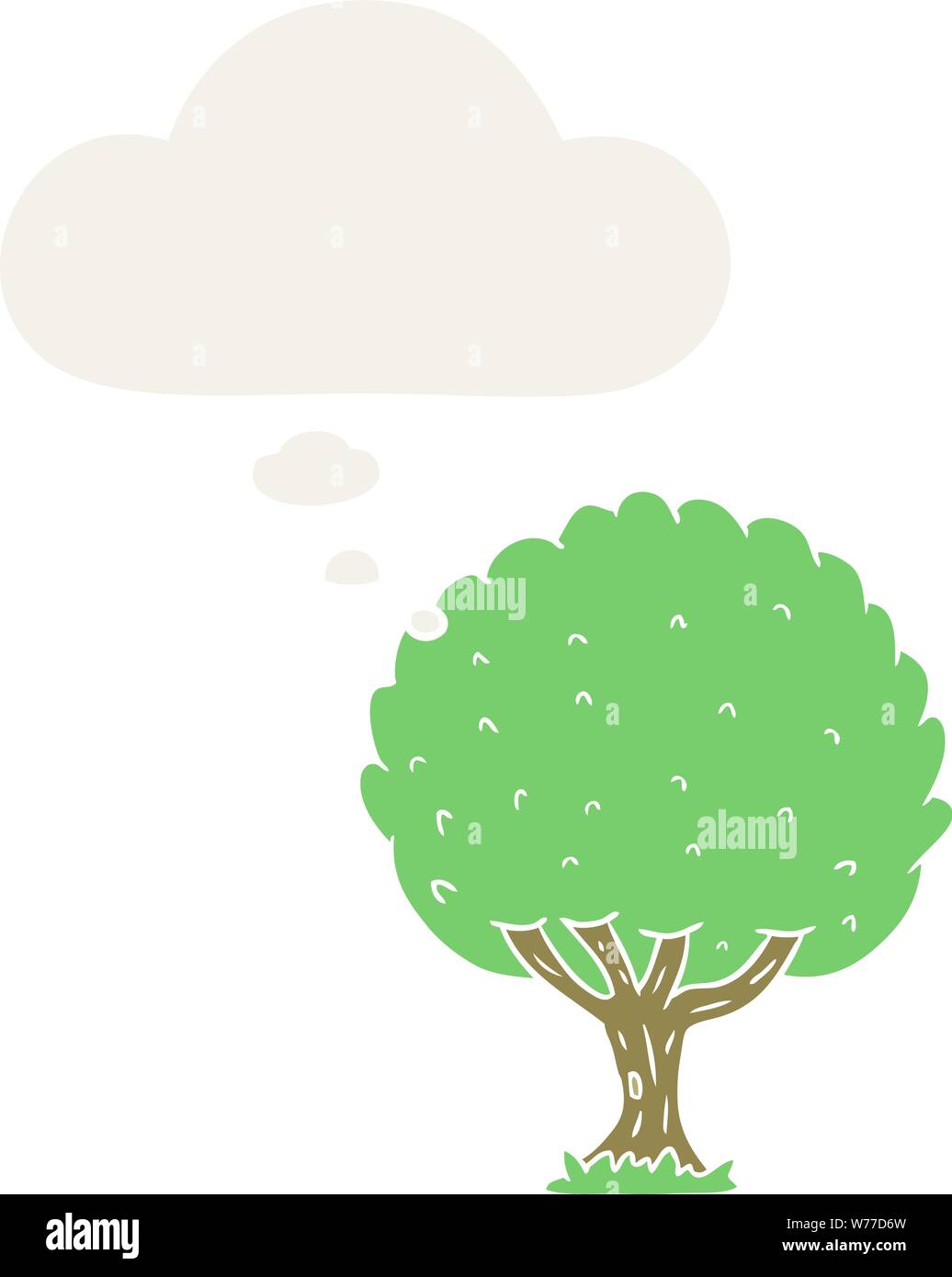 cartoon tree with thought bubble in retro style Stock Vector Image ...