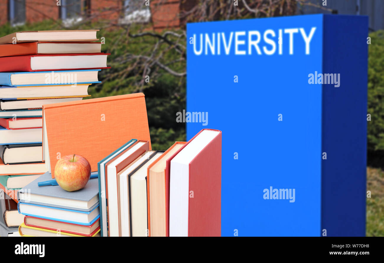 education concept: books in university campus Stock Photo - Alamy
