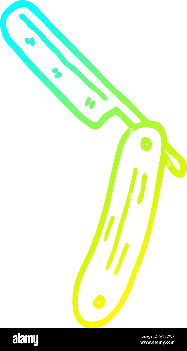 cold gradient line drawing of a cartoon cut throat razor Stock Vector ...