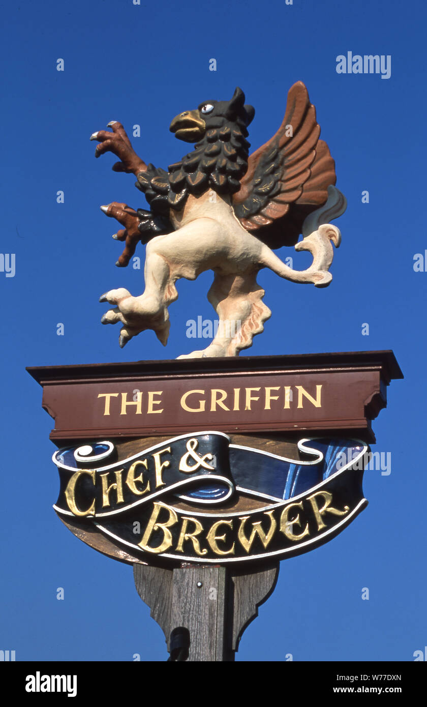 Pub sign, The Griffin Stock Photo - Alamy