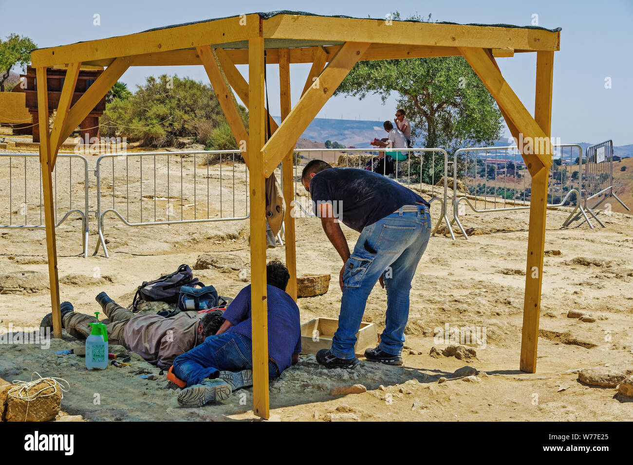 Archaeological excavation activity in Valley Of The Temples. Digging on ...