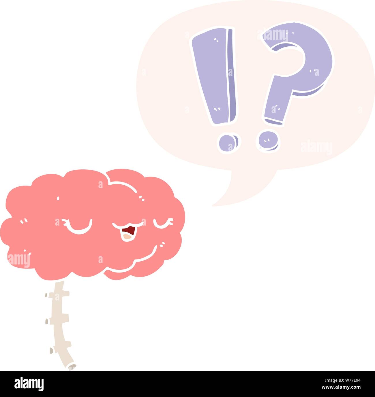 cartoon curious brain with speech bubble in retro style Stock Vector ...
