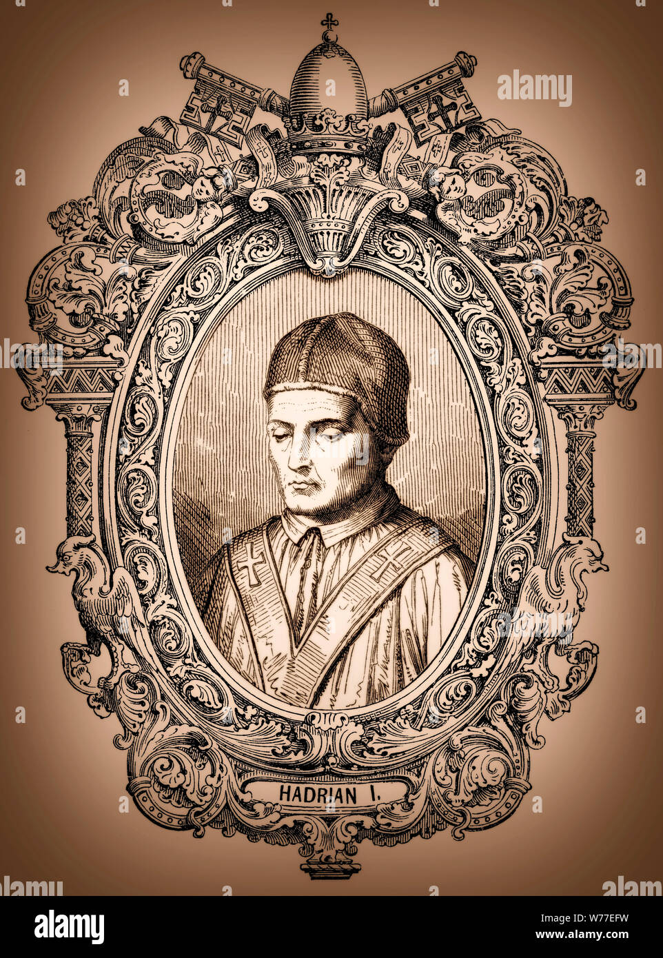 Pope Adrian I or Hadrianus I, Pope from 772 to 795, Papst Hadrian I ...