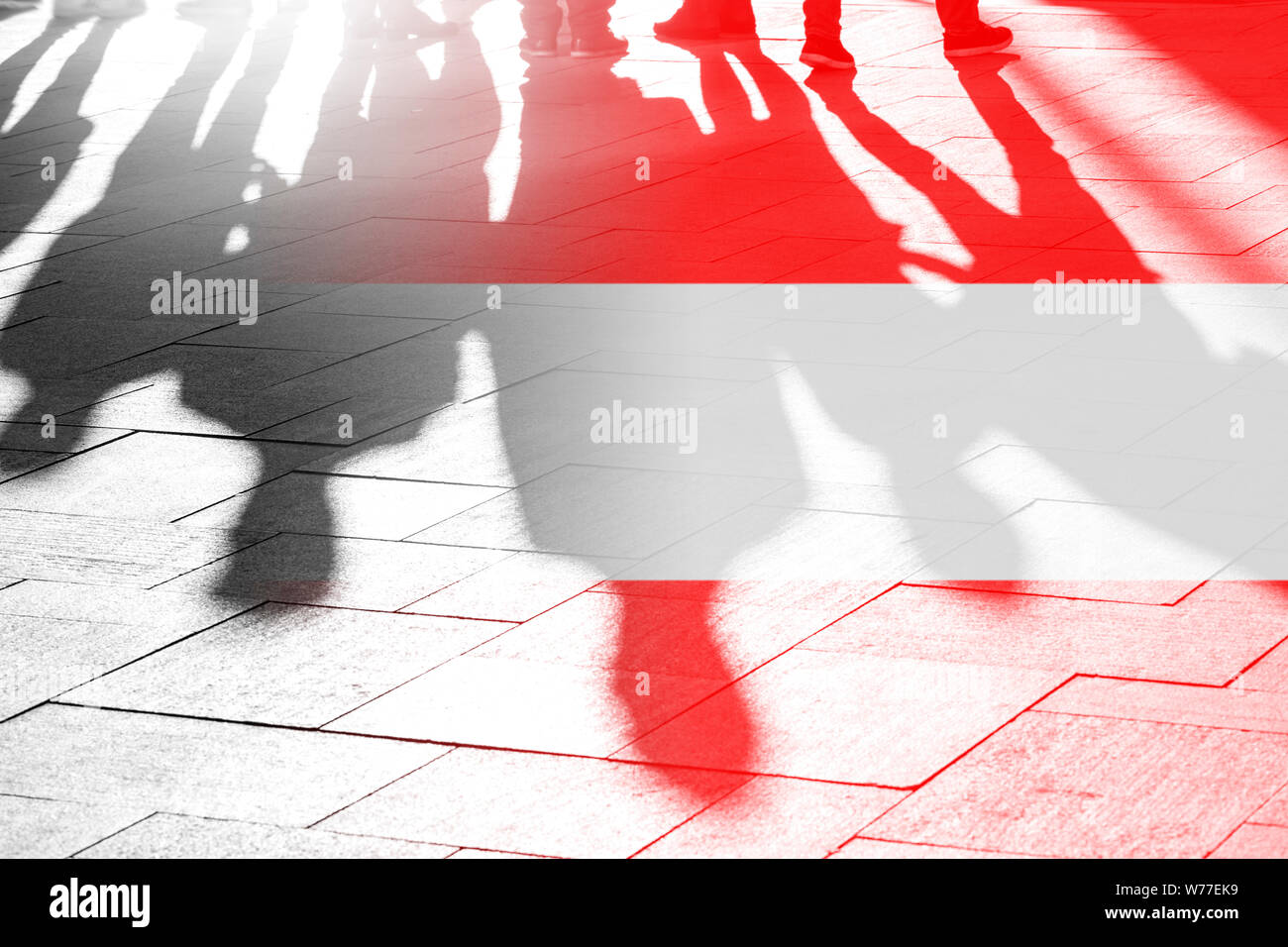 Austrian Flag and Shadows of People - concept Picture about freedom ...