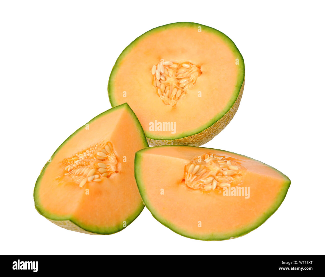 cutting melon isolate on white background Stock Photo - Alamy
