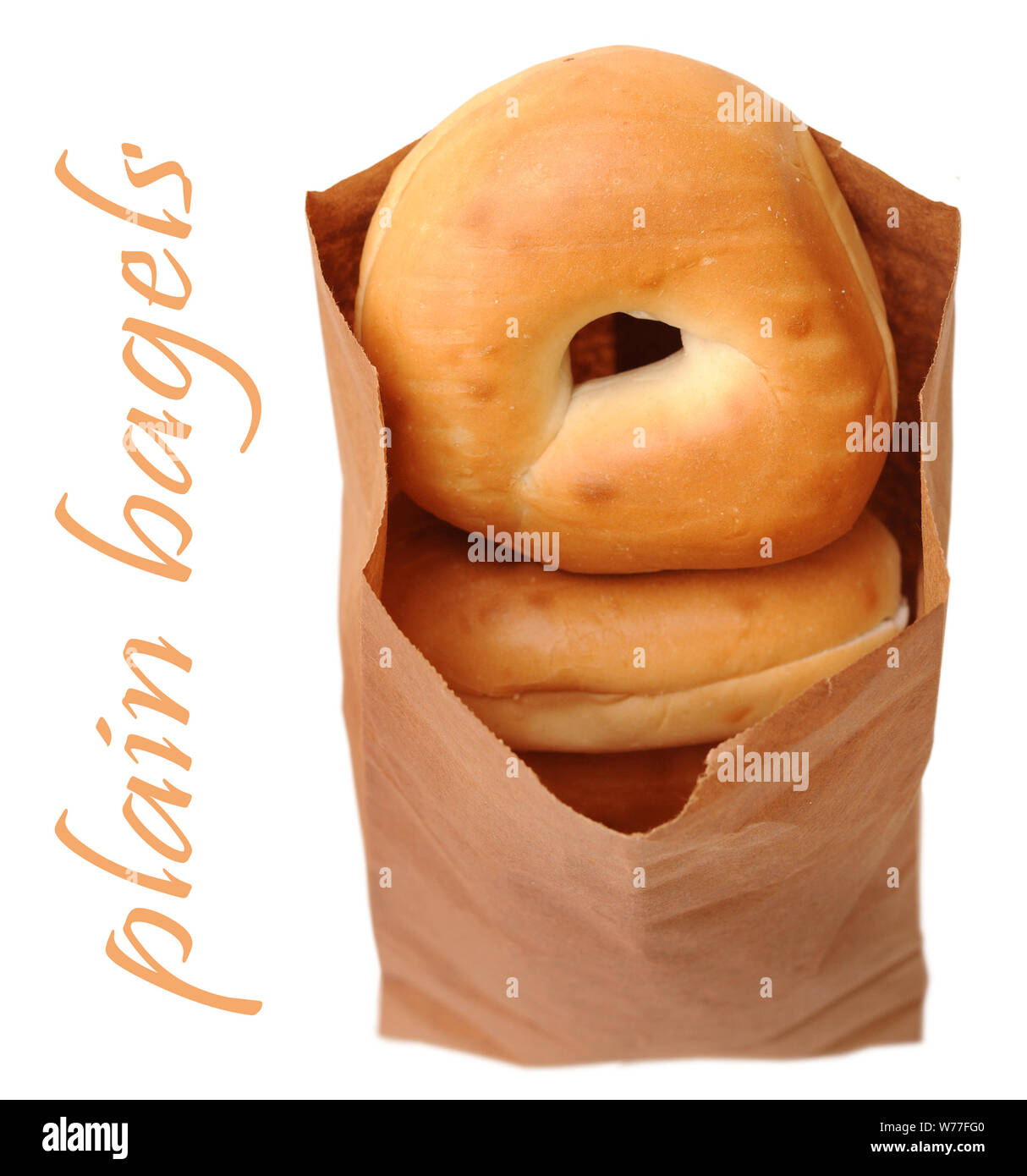 plain bagels in paper bag isolated on white Stock Photo - Alamy