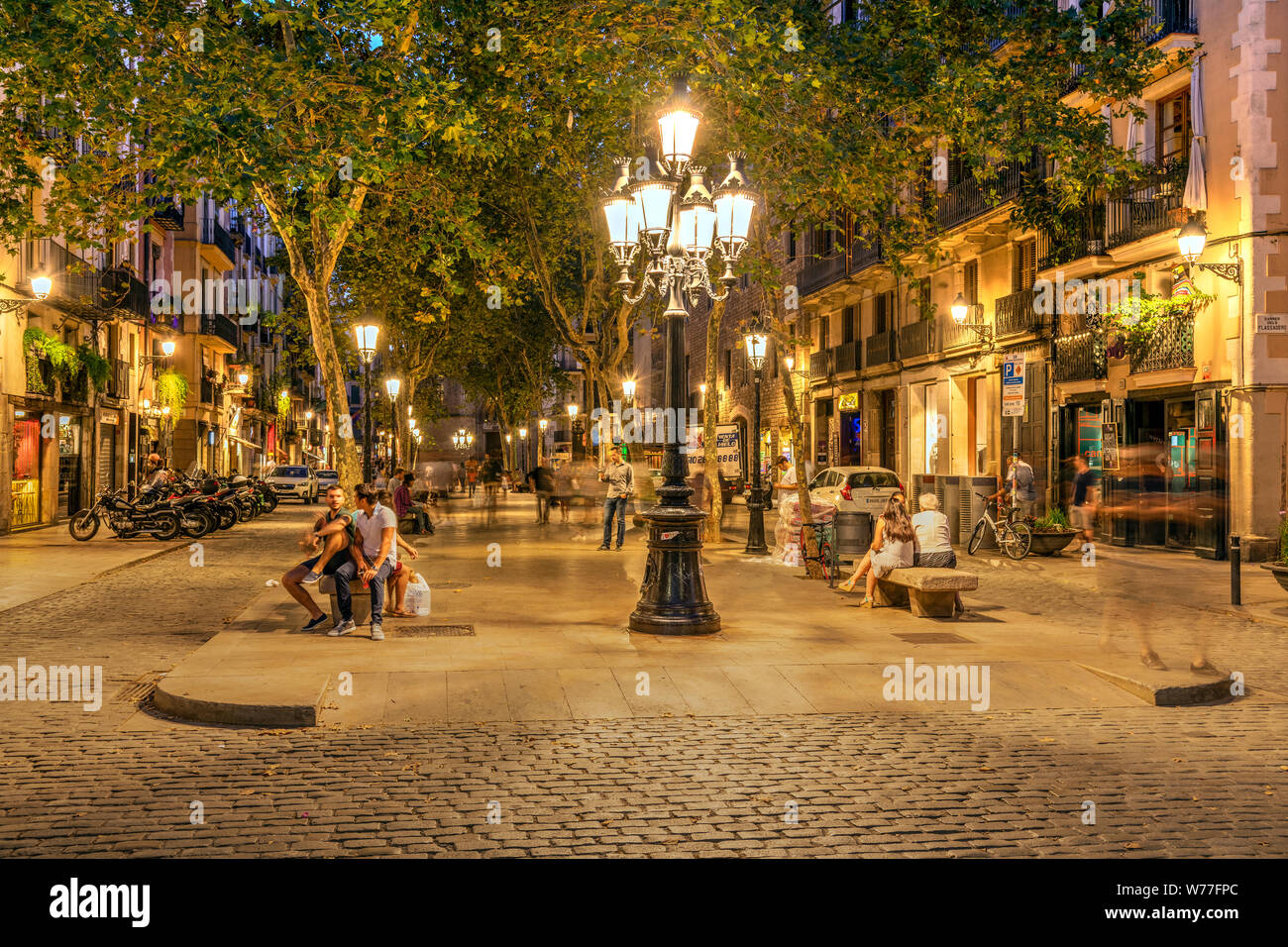 Night view of Born district, Barcelona, Catalonia, Spain Stock Photo ... Night view of Born district, Barcelona, Catalonia, Spain Stock Photo ...
