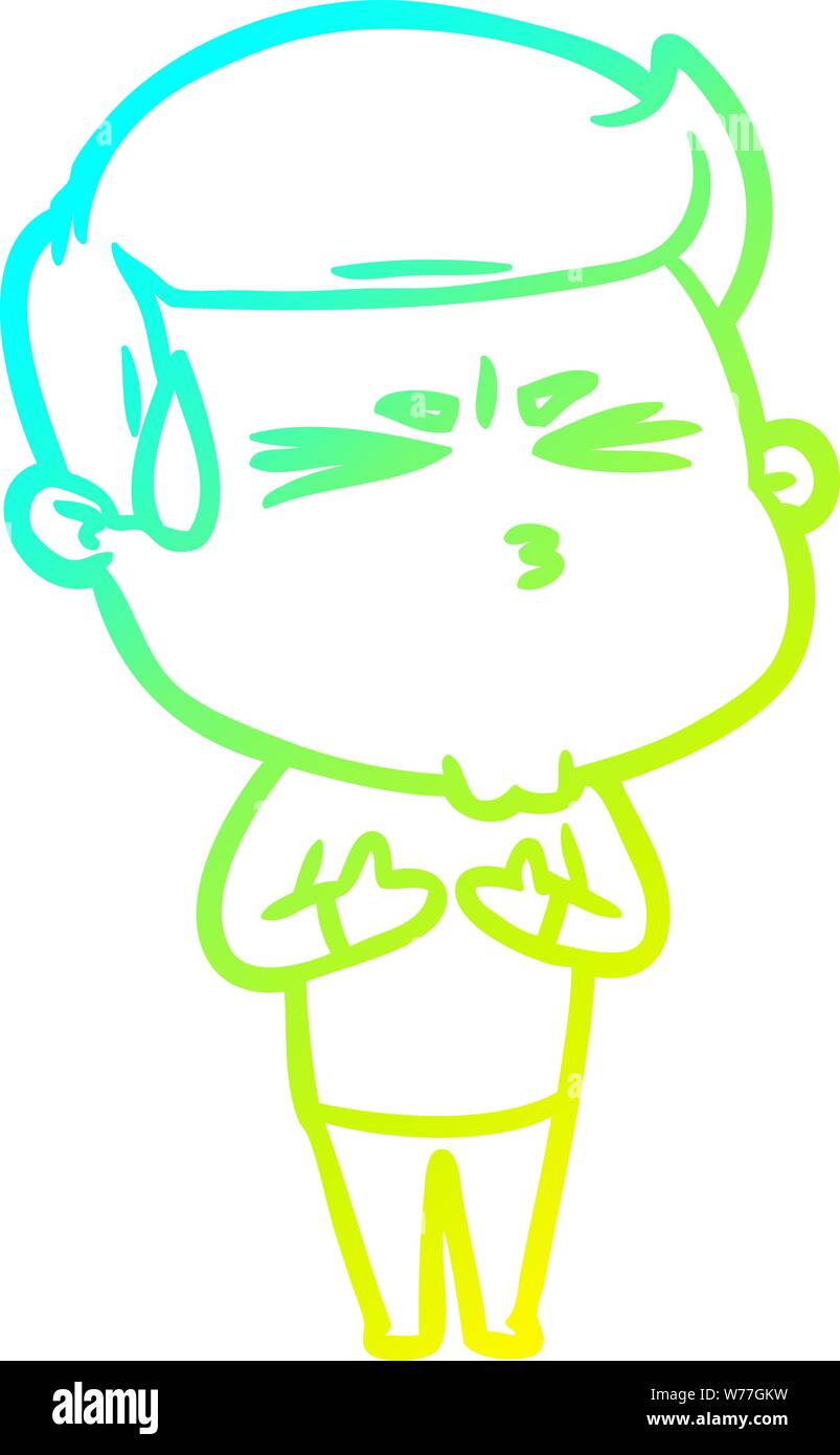 cold gradient line drawing of a cartoon man sweating Stock Vector Image ...